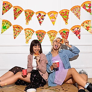 Pizza Party Banners Pizza Birthday Party Decorations 2Pcs Pizza Garland Cutout Banners for Pizza Time Theme Baby Shower Supplies