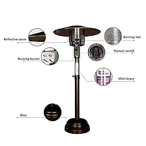 Natural Gas Patio Heater Adjustable Height (55in-78in), 12ft Hose Included, Passed CE CSA Certification, It’s Really Too Cold To Sit Outside In The Spring And Autumn,Its Heat Output Will Get Very Warm