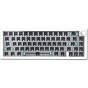BOYI GMK67-65% Barebones Keyboard Kit,Hot Swap BT5.0/2.4G/Type-C Tri-Mode Wireless RGB Mechanical Keyboard PCB Mounting Kit with Silicone Pad,South-Facing LEDs Customized Keyboard Kit(White+Knob)