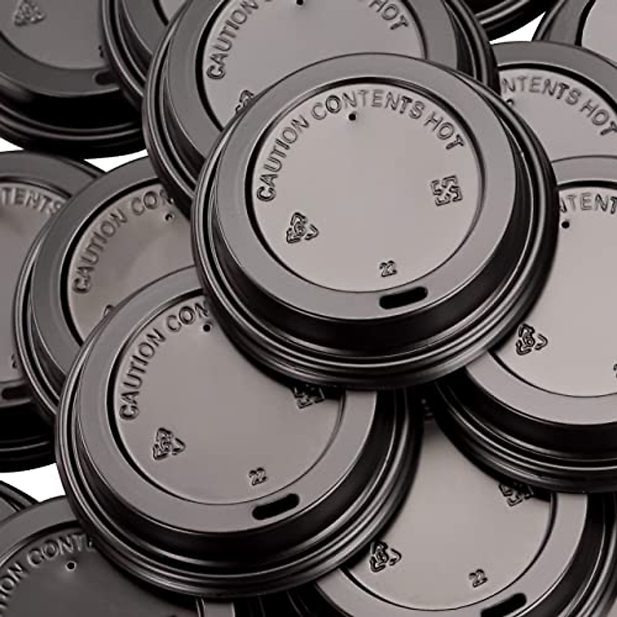 Anti-Spill, Recyclable Black Dome Lids, 100 Pk. Coffee Cup Lid for Portable Drinks. 3.45" Diameter, Fits 10, 12, 16, 20oz Disposable Paper Cups. Domed Plastic Covers for Takeout Tea, Espresso or Latte