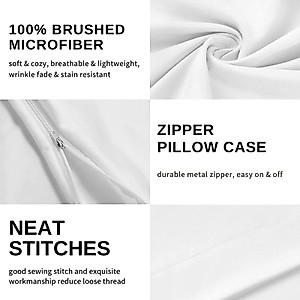 zcsm Geometric Sheets Full Size - White Bed Sheets 4 Piece & 16 Inch Deep Pocket, Soft 600 Thread Microfiber Wrinkle Free Bedding Sheets, 1 Fitted Sheet, 1 Flat Sheet, 2 Pillowcases