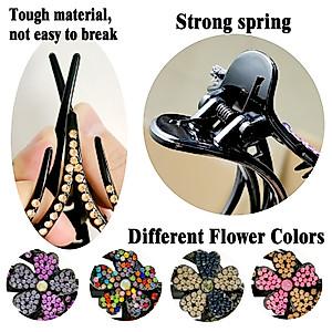 Yusier 4PCS Heart Style Ponytail Duckbill Clips with Headdresses for Women, Flower Rhinestone Barrettes Sparkly Prom Diamond Hair Clips (Plum Blossom)