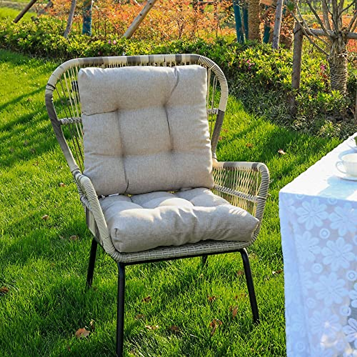 Faible Poisson Outdoor Chair Cushions Set of 2, Patio Furniture Floor Cushions, 21 x 21 Inch Square Seat Back Tufted Cushion, Dining Chairs Pads, Yellow Green