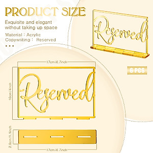 Yalikop 6 Pieces Acrylic Reserved Table Sign Wedding Signs Reserved Signs for Tables Acrylic Standing Reserved Wedding Signs for Wedding Seating Reservation Restaurant Business Office (Gold)