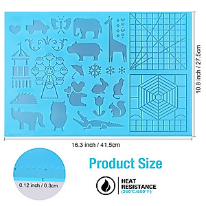 Blue 3D Printing Pen Mat - 3D Pen Mat for Kids, Adults - 16.3x10.8 inch 3D mat with Animal Patterns for 3D Printing Pen - Great 3D Silicone Pen Mat - Blue