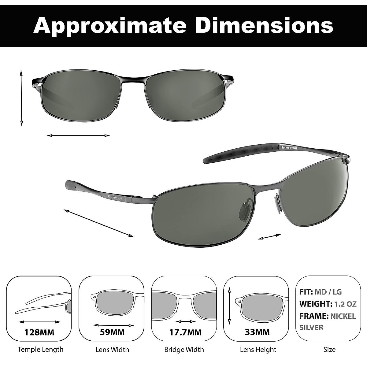 Flying Fisherman San Jose Polarized Sunglasses with AcuTint UV Blocker for Fishing and Outdoor Sports, Gunmetal Frames/Smoke Lenses