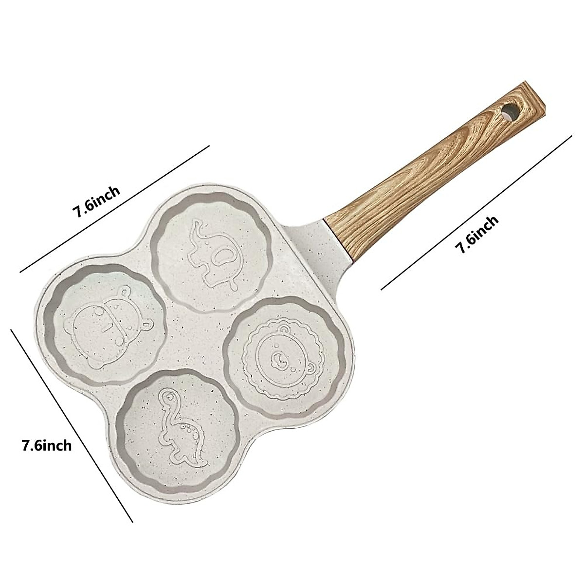 Unoschrim Egg Frying Pan | 4-Cup, Nonstick Fried Egg Pan, Aluminium Omelette Pan, Versatile Breakfast Frying Pan for Cooking Egg, Hamburger, and Pancake, Compatible with All Stoves, Off White