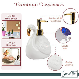 Flamingo Soap Dispenser with Pump for Bathroom or Kitchen Sink - White Swan