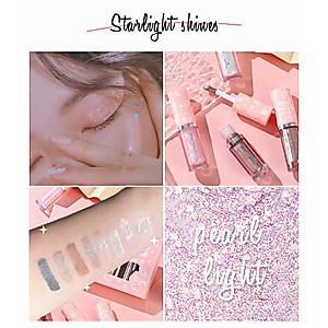 SUMEITANG 8Pcs Liquid Glitter Eyeshadow，Highly Pigmented Shimmer Metallic Sparkling Eye shadow，Multi-Dimensional Sparkle Finish，Long Wearing，Quick-Drying Liquid Eyeshadow for Crystal Eye Makeup
