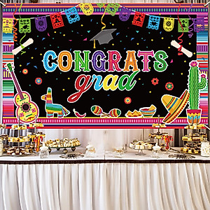 2024 Mexican Fiesta Graduation Decorations Class of 2024 Graduation Party Backdrop Mexico Graduate Banner Congrats Grad Background Grad Ceremony Supplies for Senior High College School
