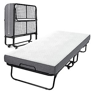 Umidex Folding Bed, (with 5.2" Thick Memory Foam Mattress), 79 * 35inch, Portable Foldable Adult with Mattress for Guest use, Metal Folding Frame, Reinforced Metal mesh, can Hold up to 550 lbs