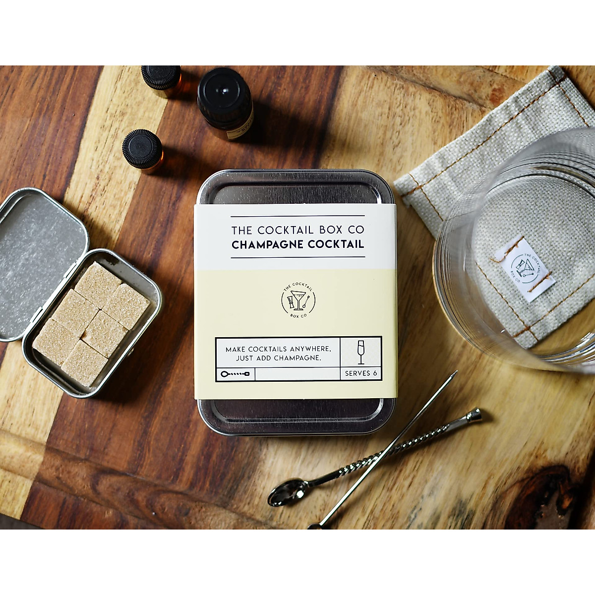 Cocktail Making Kit【6 Piece Gift Set】Old Fashioned Kit, Margarita, Mai Tai, Gin and Tonic, Moscow Mule, Champagne Cocktail Mixology Kit with Bitters for Cocktails | Travel Cocktail Kit, Mixology Gifts