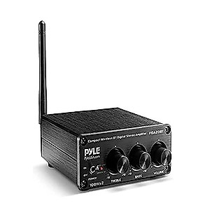 Pyle Bluetooth HiFi Mini Audio Amplifier-Class D Digital Desktop PC Stereo Amplifier Receiver(2 x 100 Watt MAX) Aluminum Diecast- Pyle PDA20BT