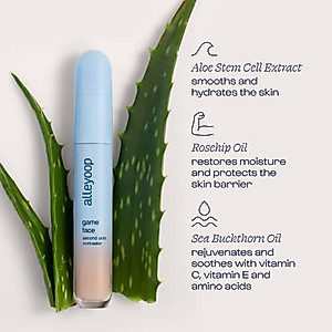 Alleyoop Game Face Concealer Makeup, Lightweight to Medium Buildable Coverage Under Eye Concealer, For Blemishes, Crease-proof and Hydrating with Aloe Stem Cell, Smooth Second Skin Finish - Brilliant