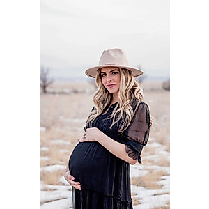 Lanzom Women Lady Felt Fedora Hat Wide Brim Wool Panama Hats with Band Fit Size 6 8/7-7 1/4(E-Beige)