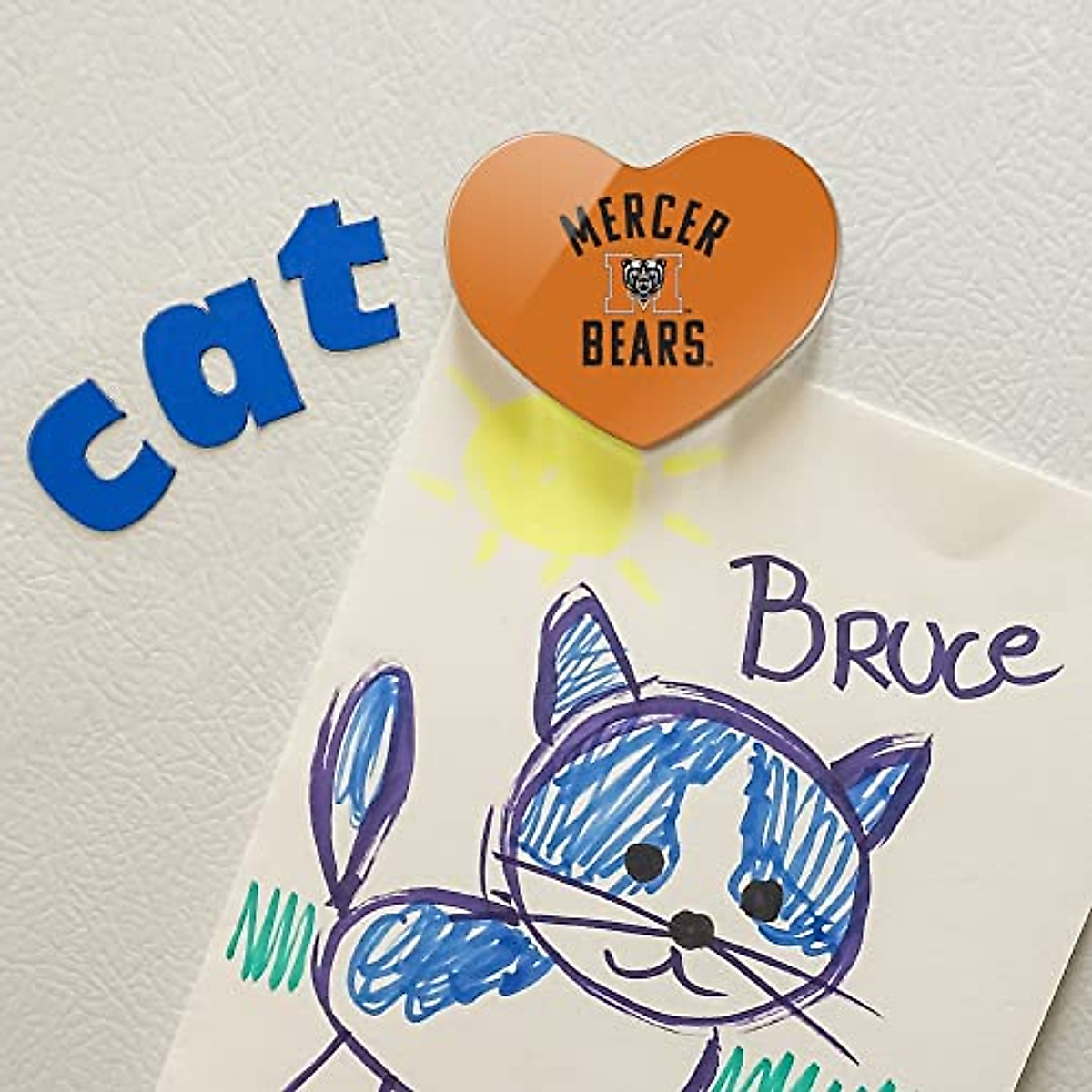 Mercer University Bears Logo Heart Acrylic Fridge Refrigerator Magnet