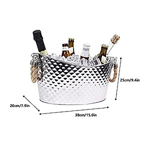 Tnoeuz 9L Large Ice Bucket, Stainless Steel Beverage Tub with Double Handles, Champagne Bucket for Weddings,Family Party and Business Party