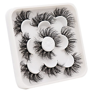 Veleasha Lashes Big Curl 3D Faux Mink Lashes 25mm Long Dramatic Fake Eyelashes for Gorgeous Eye Makeup, 5 Pairs Pack False Eyelashes (MS03)