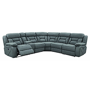 Coaster Home Furnishings Higgins 4-Piece Upholstered Power Grey Sectional, 125.5" L x 114.5" W x 40" H (600370)