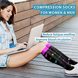 BLUEENJOY Copper Compression Socks for Women & Men (6 pairs) - Best Support for Nurses, Running, Hiking, Recovery