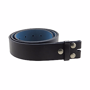 BC Belts Leather Belt Strap with Smooth Grain Finish 1.5" Wide with Snaps (Black-M)