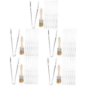 5 Sets Barbecue Tool Set Grill Utensils for Outdoor Grill Bbq Grill Accessories Grilling Tools Outdoor Grill Sticks Multi-function Grill Clip Barbecue Accessories Grilling Utensils