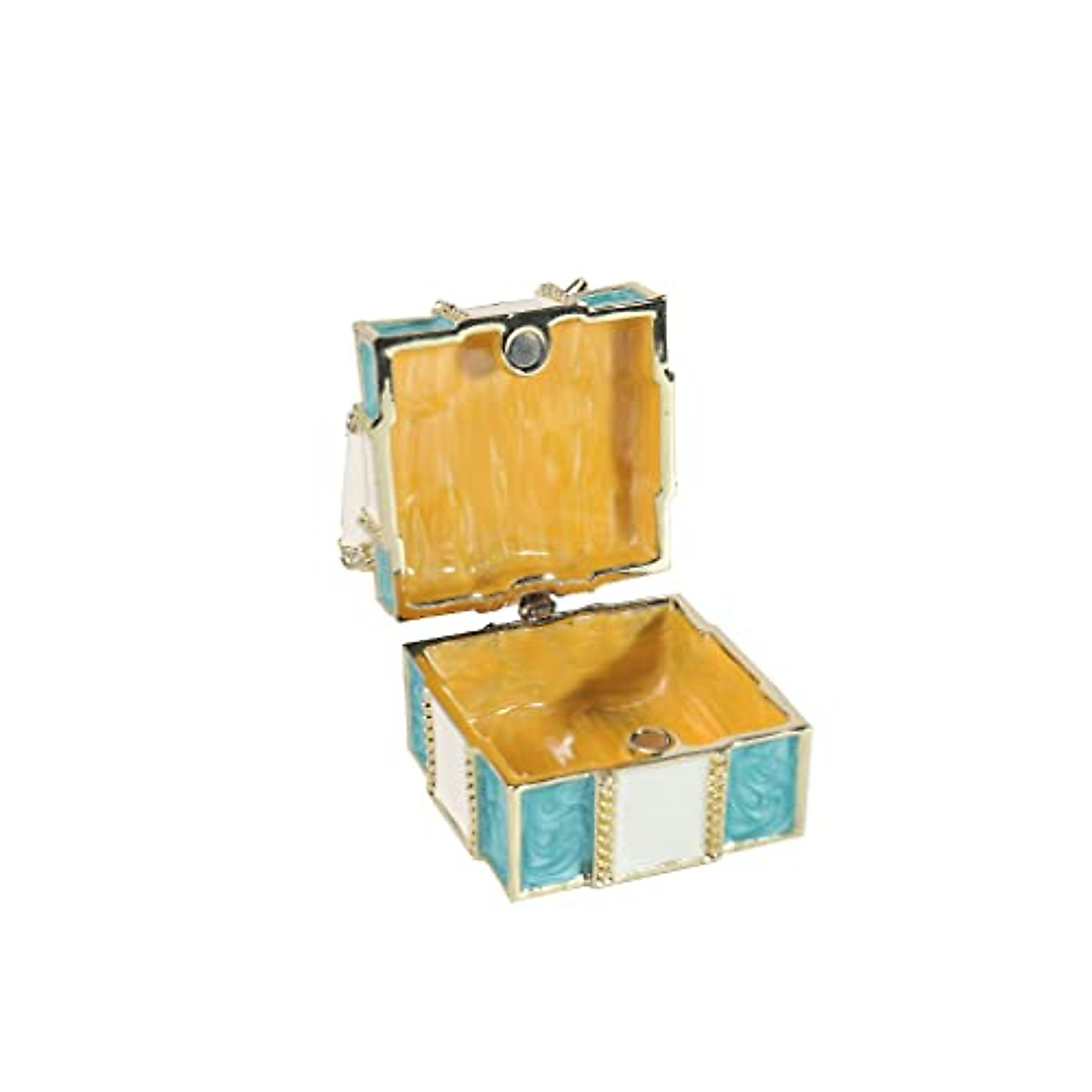 Mini Enamel Rhinestones Bow-knot Jewelry Box Bow-knot Hinged Trinket Box Bow Bling Trinket Box Miniature Figurine Ring Box for Women Girls Wedding Birthday Gift Christmas (Blue)