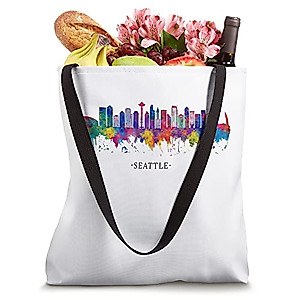 City Watercolor Skyline Home State Souvenir Seattle Tote Bag