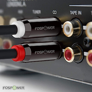 FosPower 3.5mm to RCA Cable (25FT), RCA Audio Cable 24K Gold Plated Male to Male Stereo Aux Cord [Left/Right] Y Splitter Adapter Step Down Design