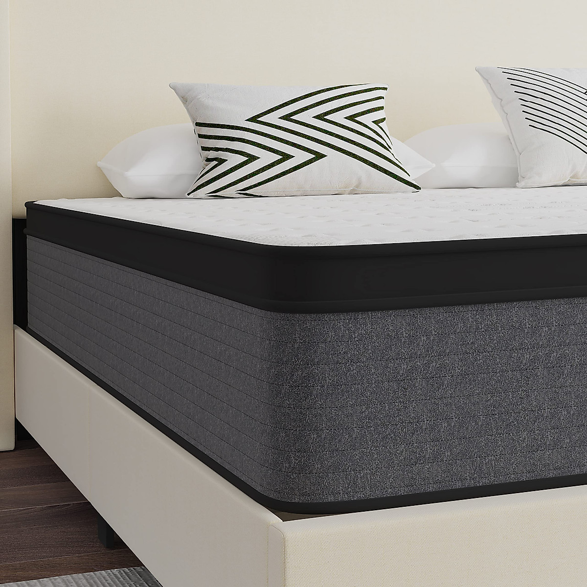 EMMA + OLIVER Astor Euro Top Hybrid Mattress - King Size - Individual Pocket Springs - Certi-PUR US Certified Foam - Pressure Relieving - Mattress in a Box