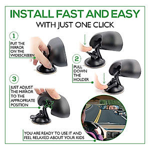 Lebogner Baby Car Mirror, Windshield Front Facing Seat Full Wide Angle View Infant Mirror, Rearview Car Seat Mirror That Attaches With A Adjustable Suction Cup, Child Safety Hanging Accessories