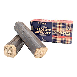 Rutland Creosote Antidote™, 3X Cleaning Power, Chimney Cleaning Fire Logs, 2-Pack Creosote Sweeping Firelogs, 2.45 lbs Each Treatment, Made in USA