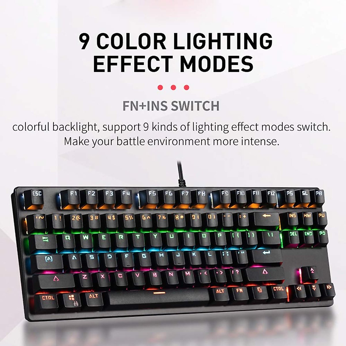 K917 RGB Mechanical Gaming Keyboard 87Key Retro Keyboard-Blue Switch-LED Backlit- Round Keycaps Anti-Ghosting Mechanical Illuminated Keyboard for PC Gaming and MAC (Retro-Black)