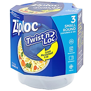 Ziploc Twist N Loc Containers, Small 3 Containers and 3 Lids (Pack of 2)
