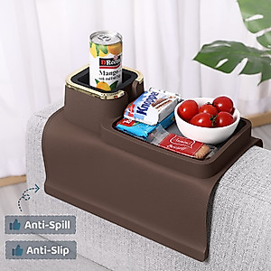 HMASYO Couch Cup Holder Tray - Silicone Sofa Armrest Table Couch Drink Holder and Tray Organizer for Remote Snacks Cellphone, Anti-Spill Anti-Slip Design, Gifts for Family Mom Dad Grandma