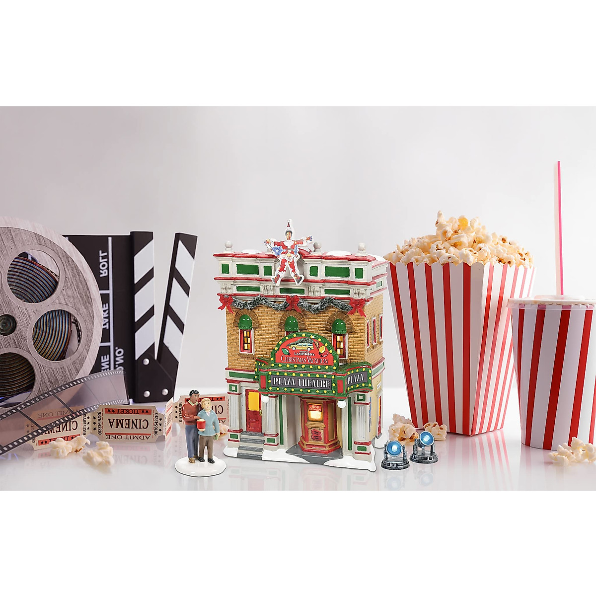 Department 56 Village Collection Accessories Movie Premiere Lamps Lit Figurine Set, 4.5 Inch, Silver