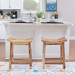 Powell Furniture Dale Saddle Bar Stool Natural Wood