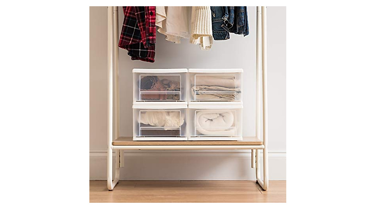 IRIS USA 7 Qt. Plastic Stackable Storage Drawers, Small, 4 Pack, Multi ...