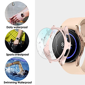 Bougraite 12+4 Pack Case for Samsung Galaxy Watch FE/5/4 40mm with Tempered Glass Screen Protector, Waterproof Hard PC Bumper Scratch Resistant Protective Cover Compatible with Galaxy Watch FE/5/4 40mm