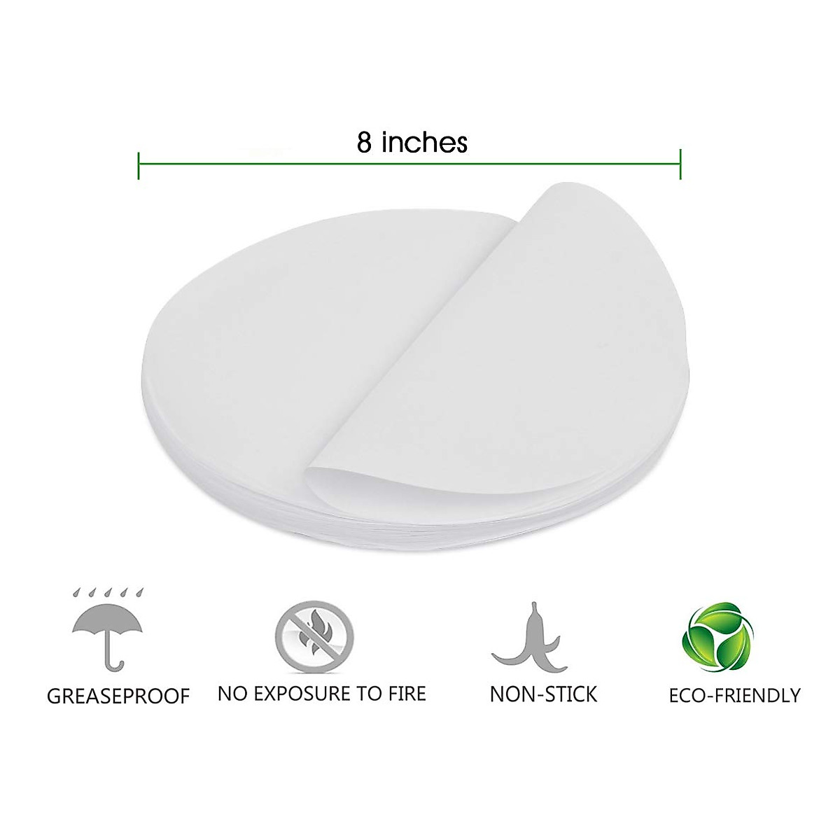 Parchment Paper Rounds 8 Inch Diameter - 100pcs Non-Stick 8'' Cake Pan Liner Circles, Precut for Cake Baking in Cheesecake Pan Springform Pan and Tart Pan