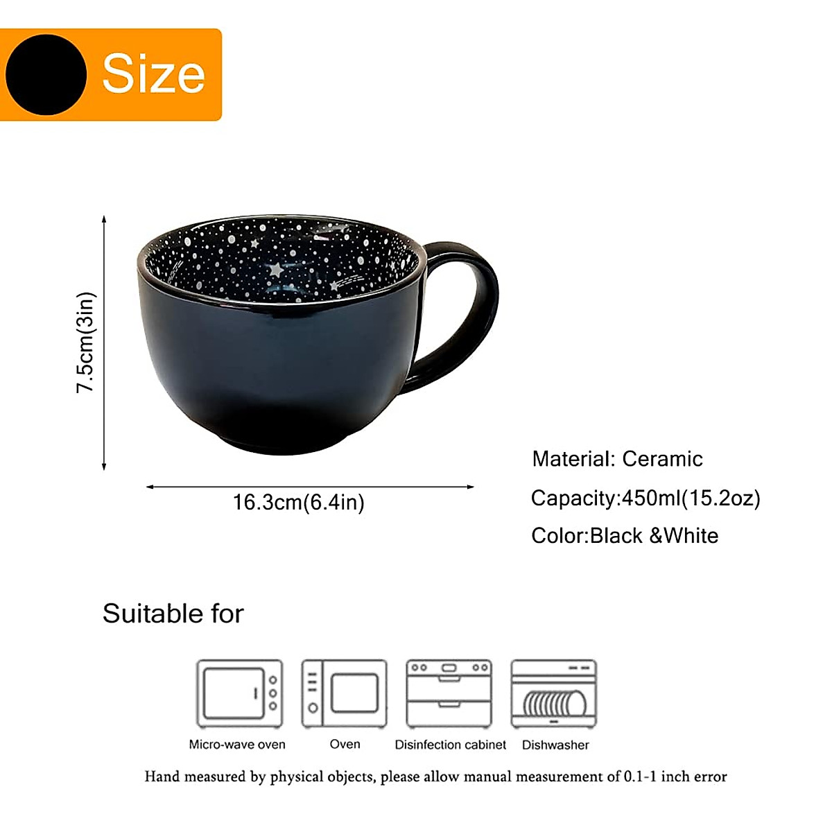 BigNoseDeer 15oz Goth Halloween Mug Large Witch Halloween Coffee Mug Evil Eyes Goth Decor Ceramic Tea Cup Black Coffee Cup for Witchy Gifts Goth Cup Tea Mug Halloween Cauldron Mug Witch Brew Mug