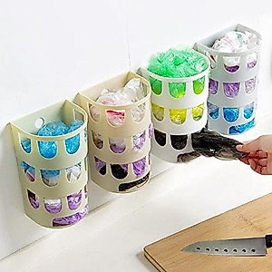 Plastic Garbag Bag Holder Stand Wall Mount Bag Dispenser Rubbish Trash Basket Large Capacity Bag Dispenser Hanging Storage Box(White)