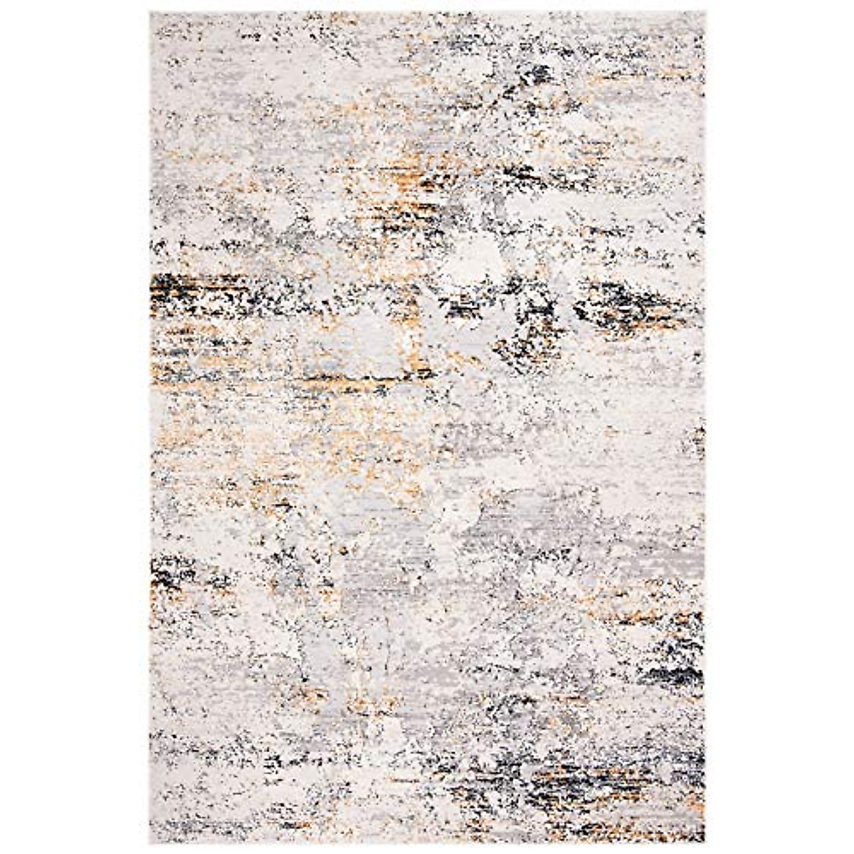 SAFAVIEH Amalfi Collection 9' x 12' Cream / Gold AMF572A Modern Abstract Distressed Area Rug