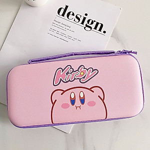 TIKOdirect Carrying Case for Switch & OLED Mode, Cute Portable Travel Bag with 12 Game Card Slots Inner Storage Bag for Switch Console Joy-Con & Accessories, Kirby Purple