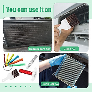 CHENGU 5 Pieces Air Conditioner Fin Cleaner Set 3 Different Fin Comb Condenser Fin Straightener and 2 Different Brush Condenser Complete Category Evaporator Radiator Repair Clean Set