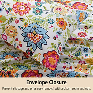 MEISHANG Full Size Sheet Set - Ultra Soft Brushed Microfiber Floral Printed Bed Sheet Set - Deep Pocket Up to 16" - Wrinkle Free - 4 Pieces (Full, Spring Flower)