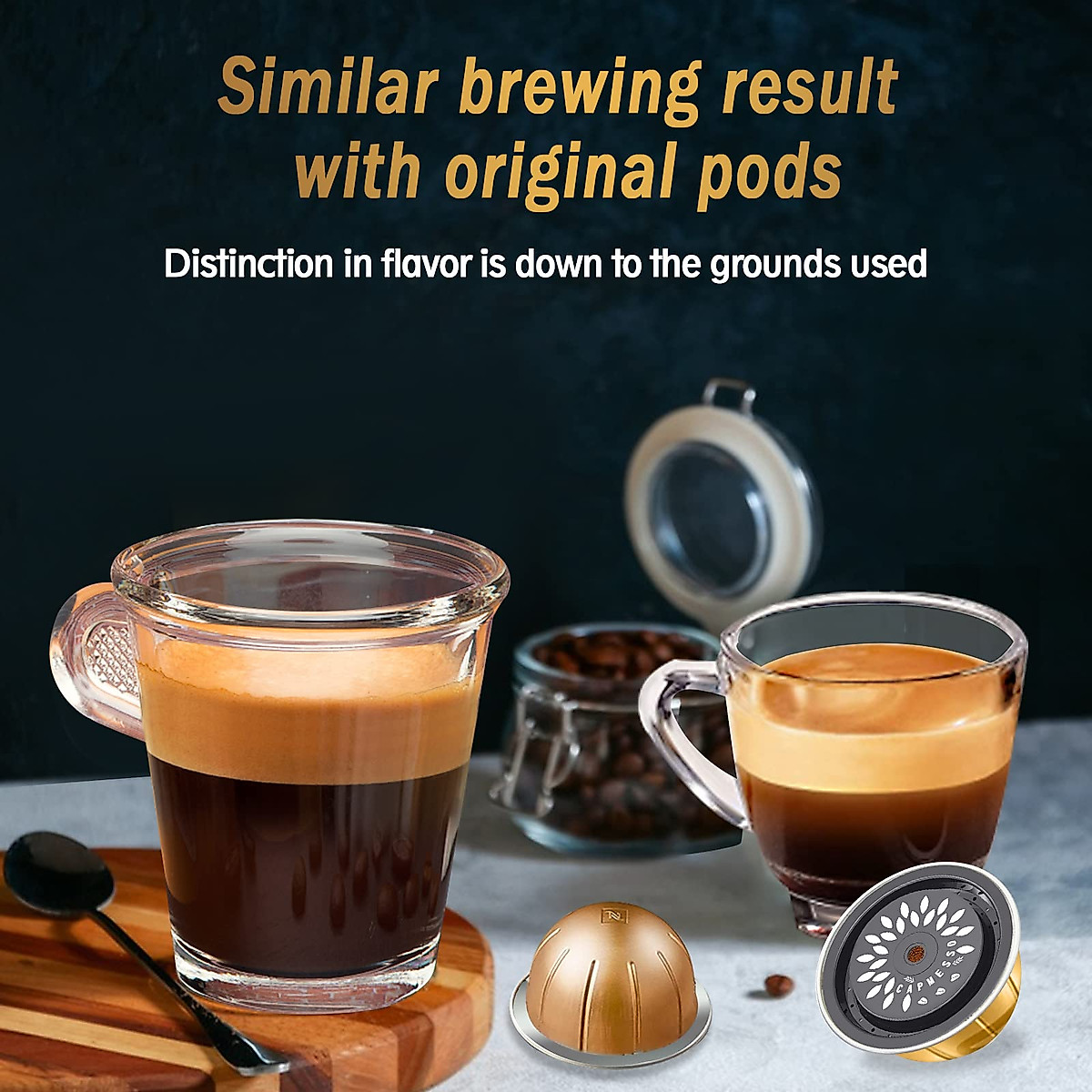 CAPMESSO Reusable Coffee Capsule Lids for Reusable Nespresso Pods Vertuo, Food Grade Silicone Caps for Any Sizes of Refillable Vertuo Pods with Scoop and Brush(3PCS Silicone Caps)