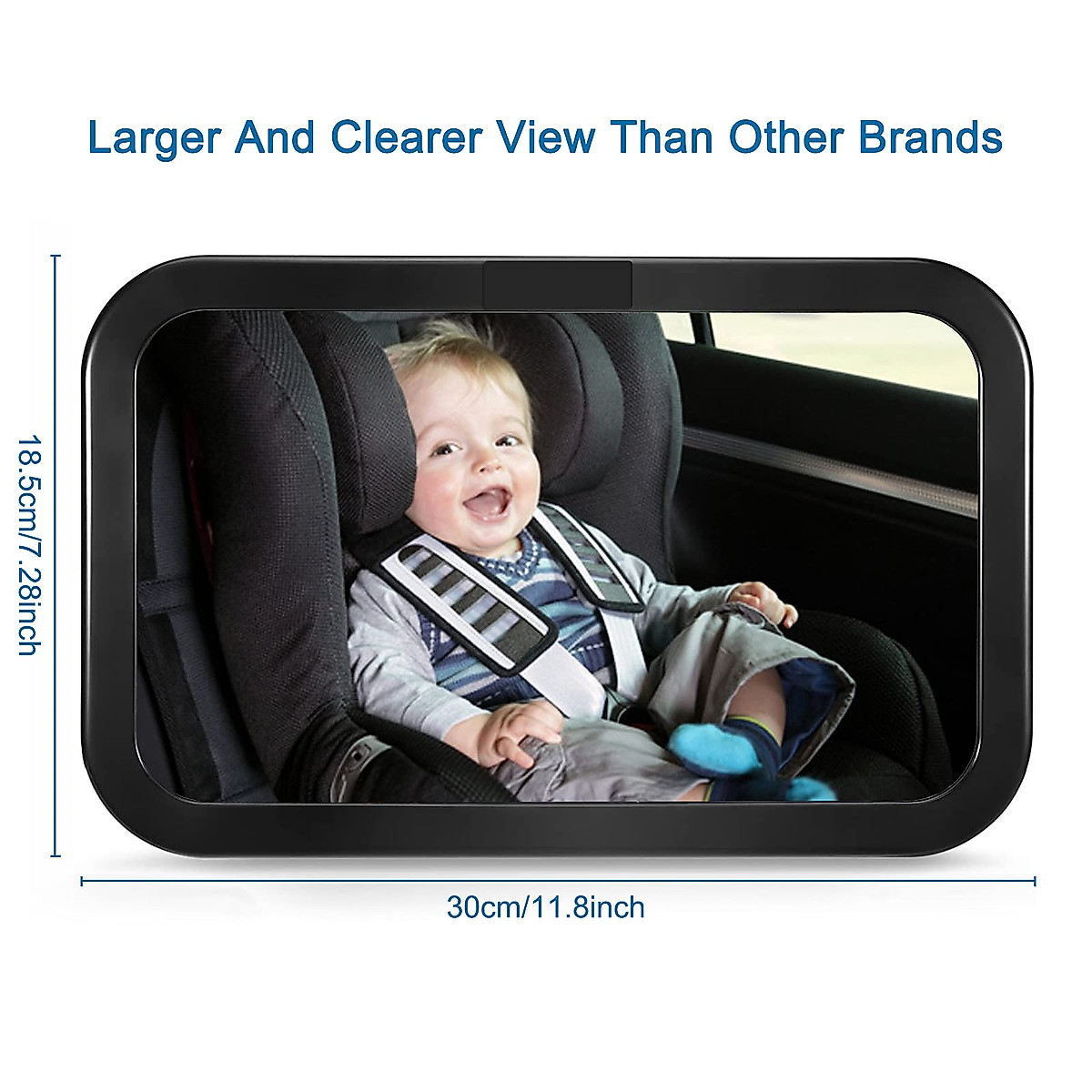 Upgrade Baby Car Mirror Larger and Clearer Rear View for Car Back Seat to See Baby 100% Shatterproof