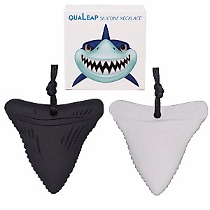 Chew Necklace for Kids, Boys or Girls - Chewing Necklace Teething Necklace Teether Necklace Chew Toys Teething Toys - Designed for Chewing, Autism, Autism Sensory Teether Toy (Shark Tooth)