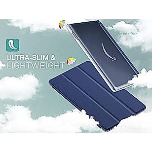 MoKo Case Fits All-New Kindle Fire HD 10 & 10 Plus Tablet (11th Generation, 2021 Release) 10.1" - Slim PU Leather Trifold Stand Cover Frosted Hard Back Shell with Auto Wake/Sleep, Indigo